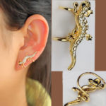 Climbing Lizard Rhinestone Ear Cuff (Single,No Piercing,Adjustable Clip ...